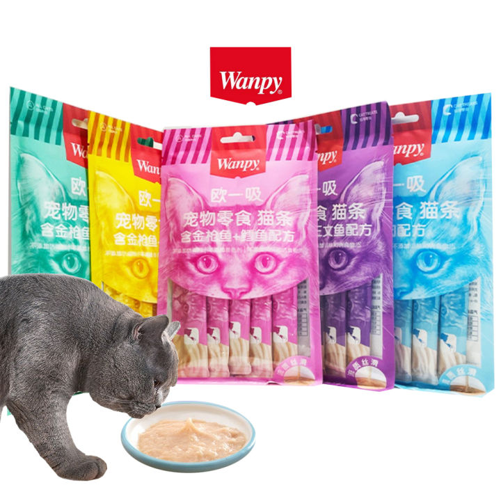 WANPY Creamy Cat Treat 70g (5 Sticks x 14g) Cat Snack Cat Stick Healthy ...