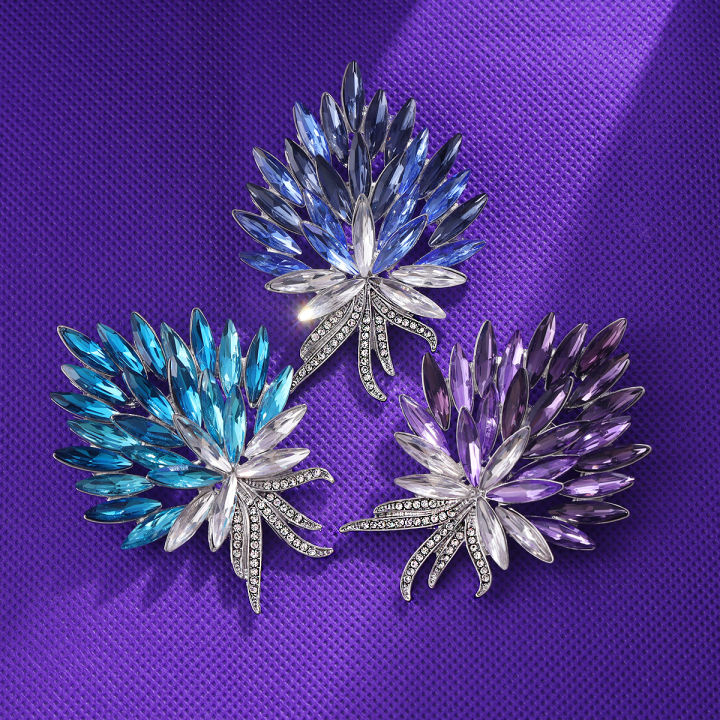 Elegant Crystal Gradient Wheat Spike Lapel Pins Luxury Fashion ...