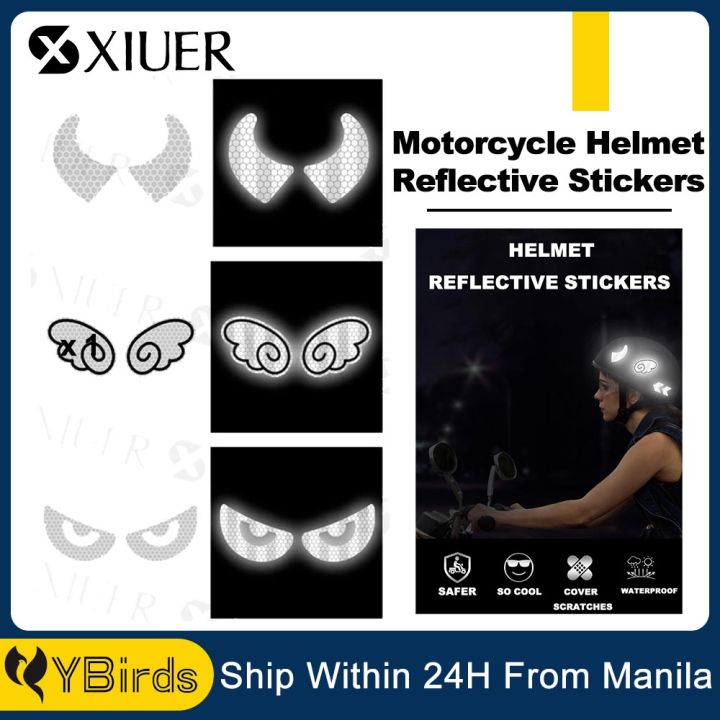 Motorcycle Helmet Reflective Stickers 2Pcs High Visibility Motorcycle ...