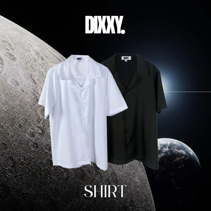 ราคาพิเศษปีใหม่! เสื้อเชิ้ตฮาวาย สีพื้นขาว/ดำ ยับยาก ไม่ต้องรีด ️ ...