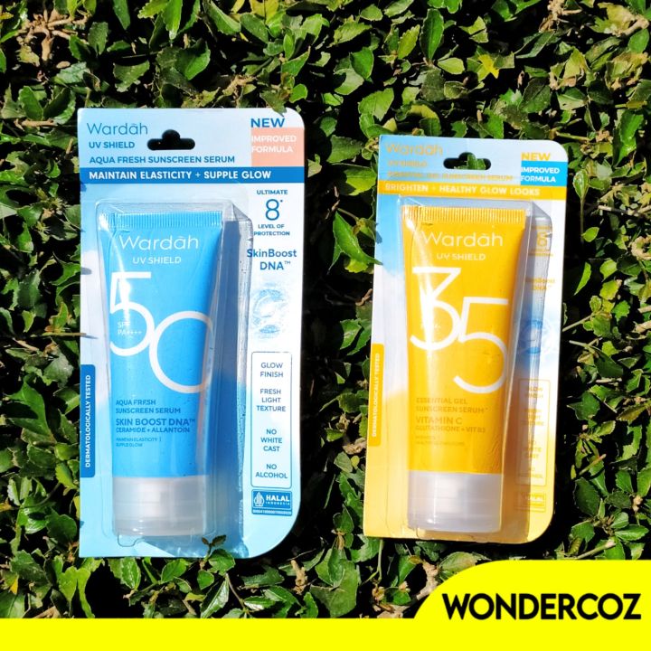 Wardah UV Shield Essential Sunscreen Gel SPF 35 PA+++ & Aqua Fresh ...