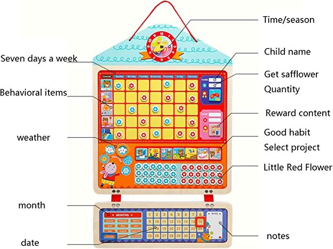 Kids Self-discipline and Responsibility Chart Board Wooden Routine ...