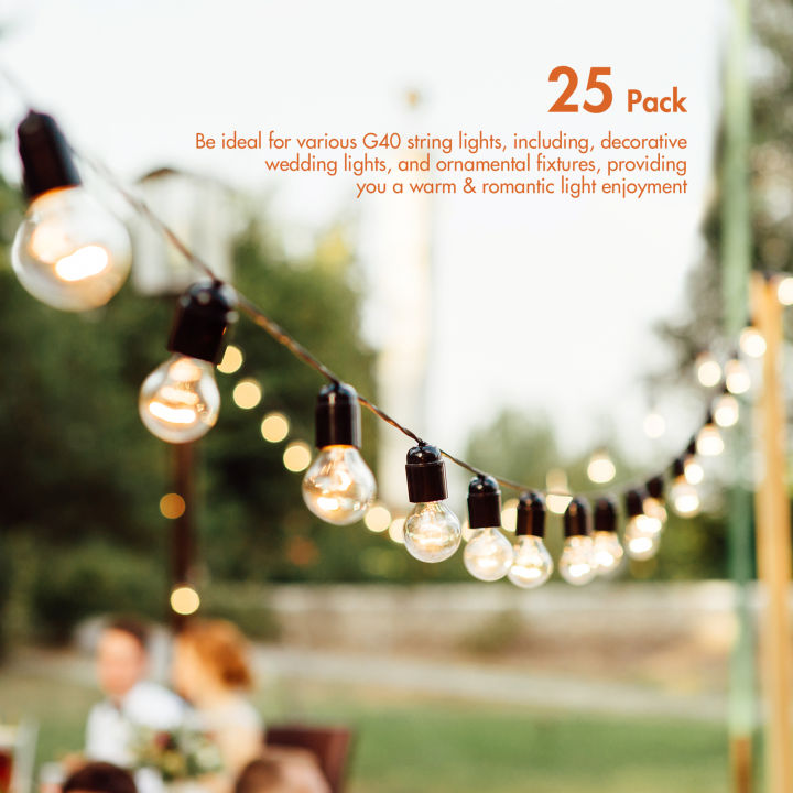 G40 Globe Bulbs 25PCS E12 Base Socket Holder Warm White Bulbs for ...