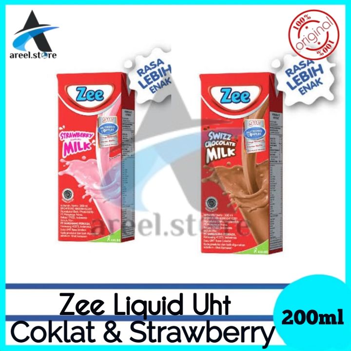 susu zee uht rasa cokelat dan strawberry 200ml | Lazada Indonesia