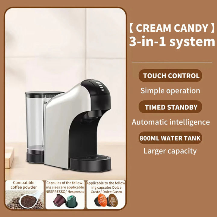 Kpqsea 3 IN 1 Capsule Coffee Machine Touch 20bar 30 Seconds Heating ...