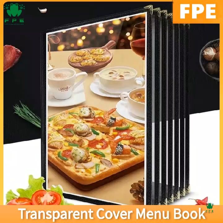 Transparent Cover Menu Book with 1-2-3-4-5-6-8-10-12 pages Menu holder ...