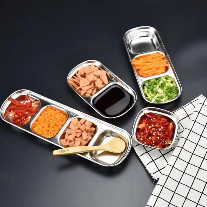 Korean Samgyupsal Saucer Stainless Sauce Dish Seasoning Dipping Bowl ...