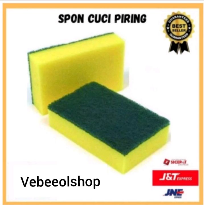 SPON CUCI PIRING MURAH SPONGE KUNING SABUT HIJAU | Lazada Indonesia