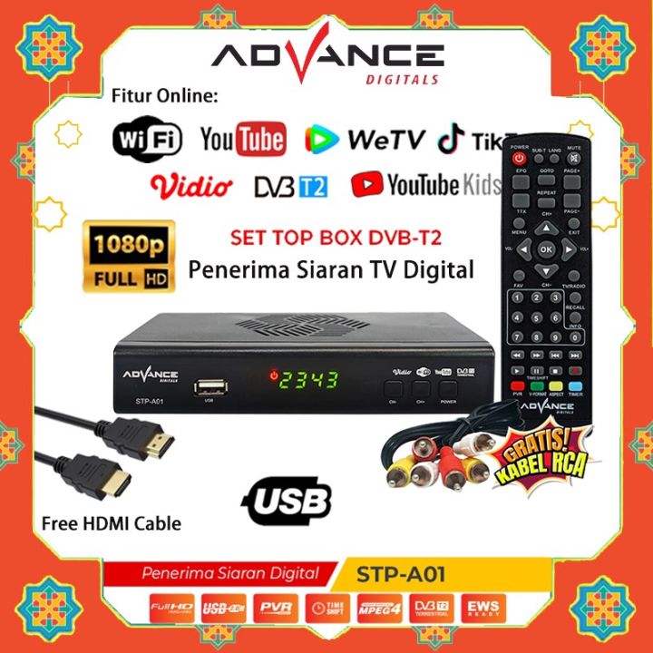 ADVANCE STP-A01 SET TOP BOX TV DIGITAL RECEIVER FULL HD STB WIFI/YOUTUBE/ DVB T2 | Lazada Indonesia