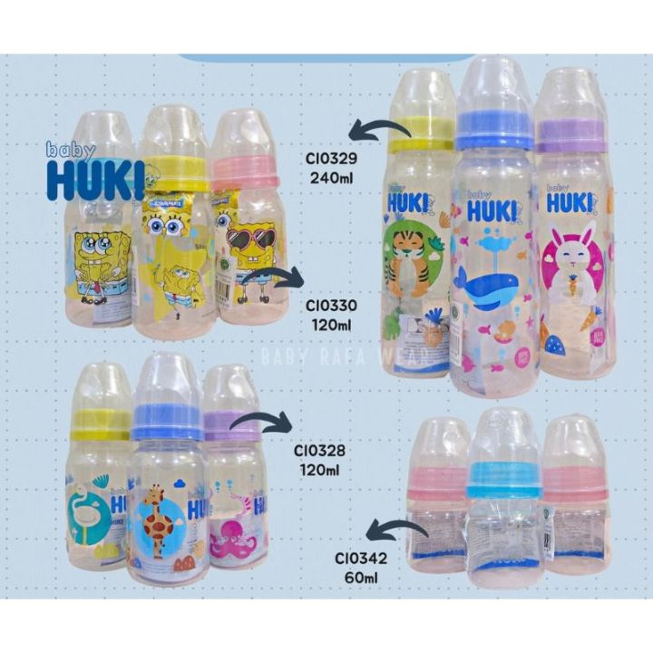 Huki Baby Botol Susu Bayi Ukuran 240 ml 120 ml 60 ml Warna Ungu Kuning ...