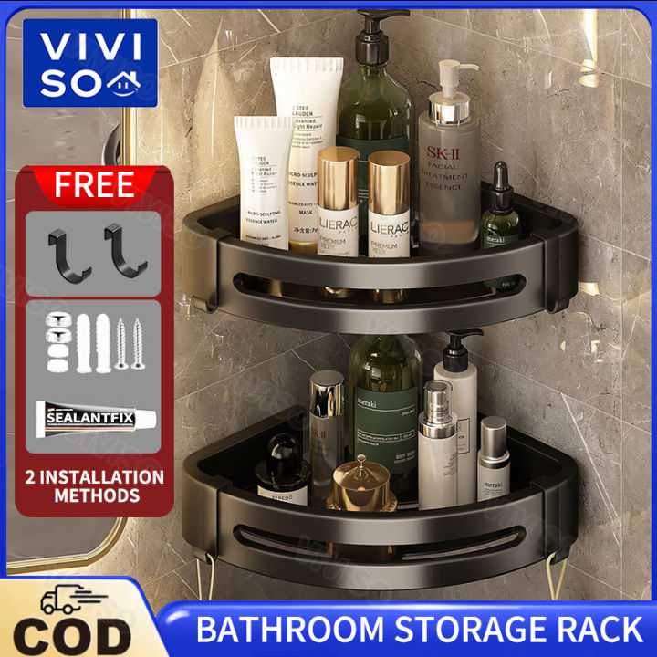 Bathroom Triangular shelf Aluminum Bathroom Storage Rack Bathroom ...