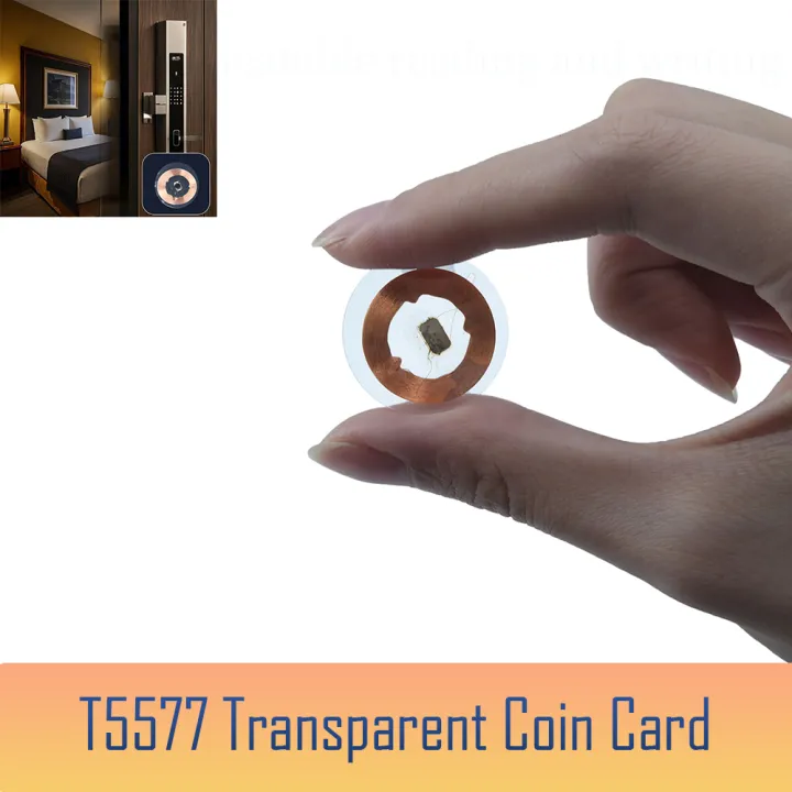RFID T5577 Clear Coin Card Writable Rewritable Copper Coil Keychain ...