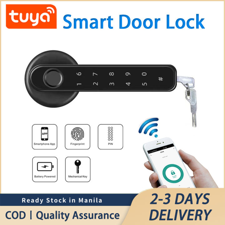 YJT tuya app smart lock home security door knob with finger print smart ...