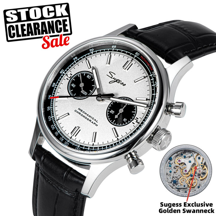 Sugess 1963 Pilot Watch Men Mechanical Chronograph Panda Wristwatch Air ...
