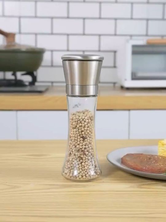 Pepper Grinder Stainless Steel Glass Salt Spice Mill Multifunctional ...