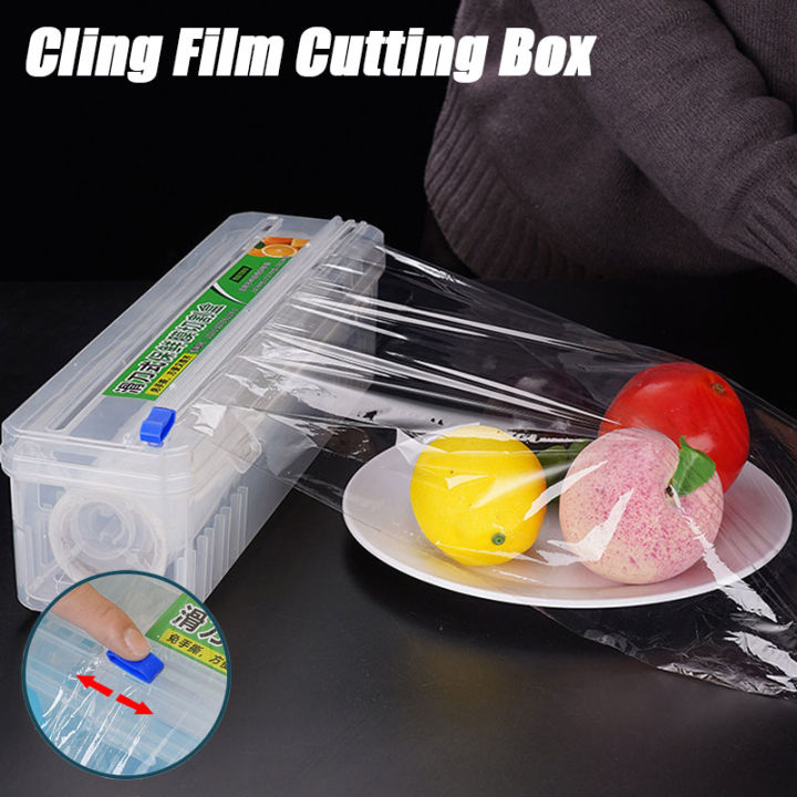 Food Cling Film Cutting Box Home Sliding Knife Aluminum Foil Cling Film ...