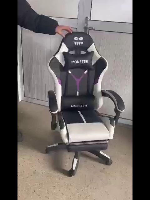 Monster Leather Gaming Chair | Ergonomic Chair with Foot Rest Office ...