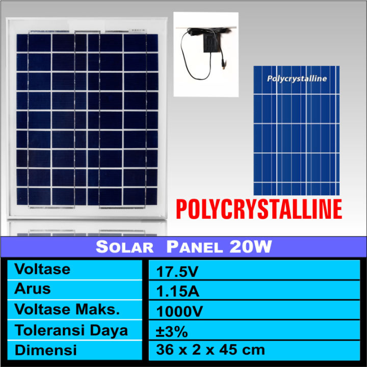 solar panel surya 20wp polycristaline listrik tenaga matahari Mitsuyama ...