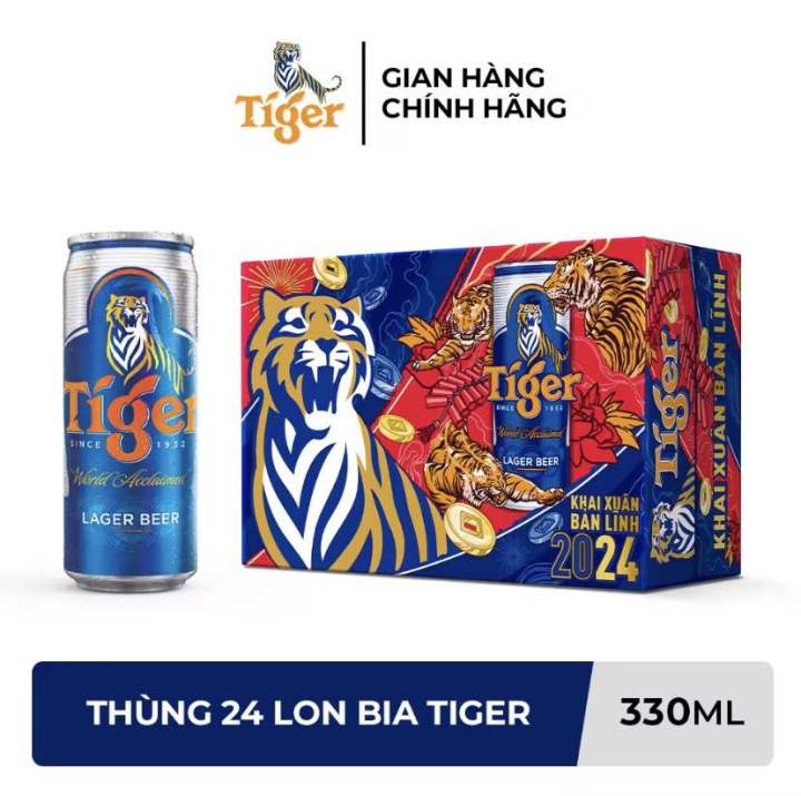 THÙNG 24 LON BIA TIGER XANH LON CAO 330ml | Lazada.vn