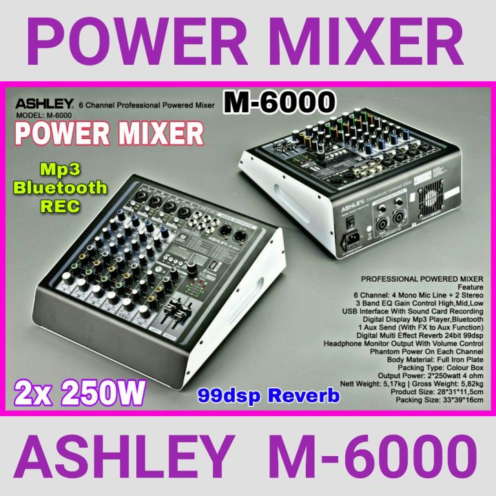 Power mixer ashley m6000 original m 6000 ashley 6 chanel M-6000 250W ...