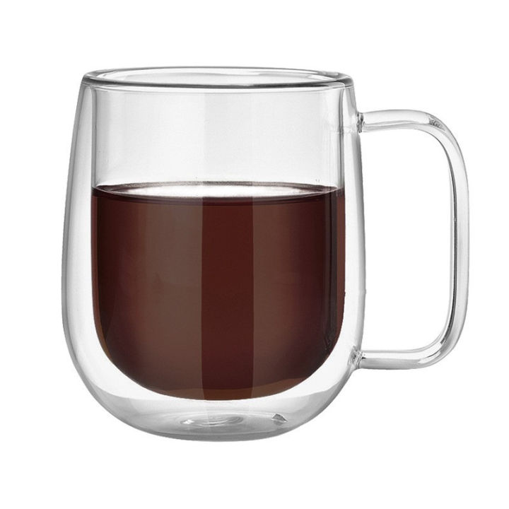 Heat Resistant Double Layered Glass Cup with Lid Coffee Mug Simple ...