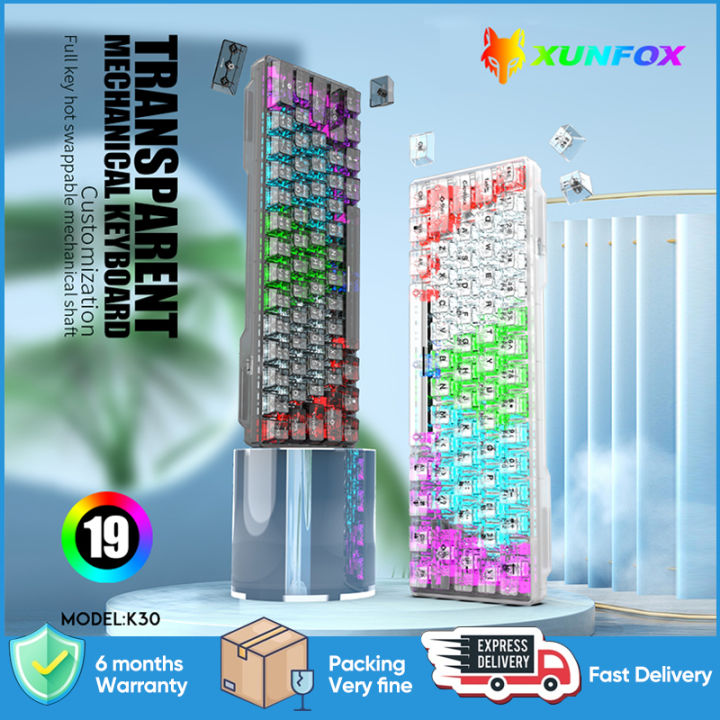 12 Month Warranty KINYO K30 mechanical keyboard transparent shell 61 ...