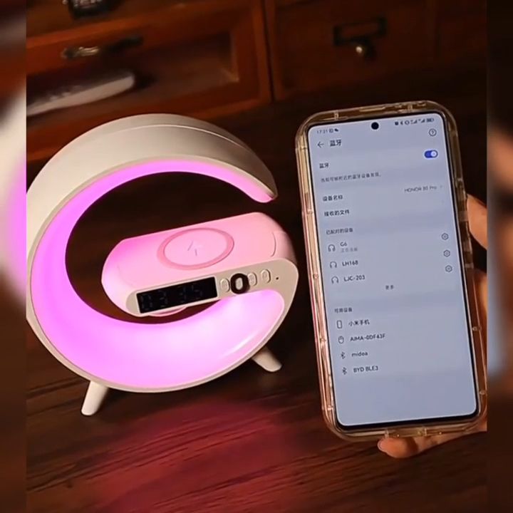 Mini Speaker Bluetooth Jam Alarm Digital Wireless Charger Lampu Malam ...