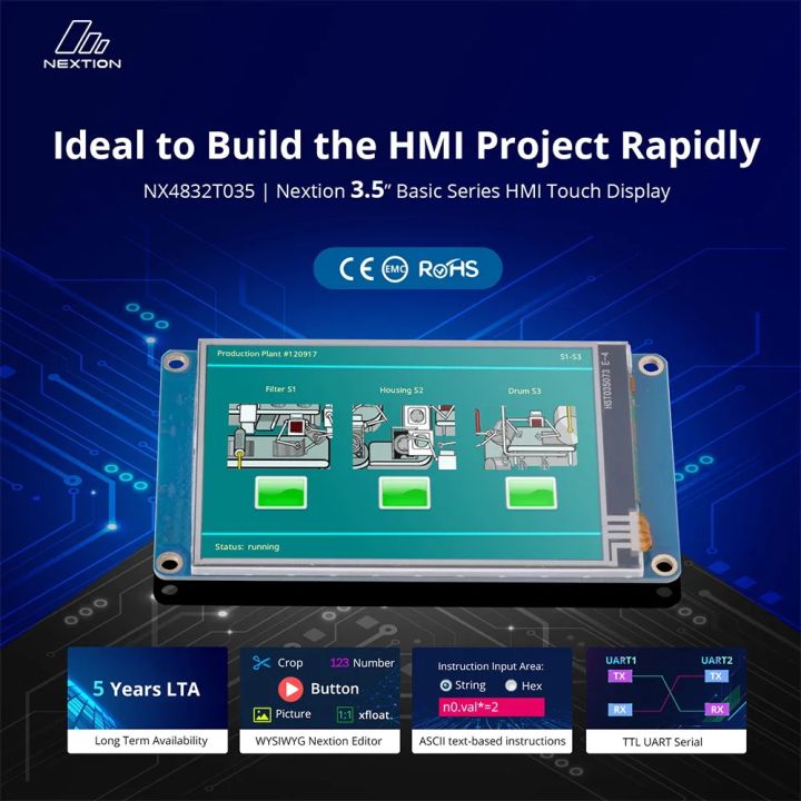 Nextion Basic Series Hmi Touch Display Rtp Touch Panel Smart Lcd Touch