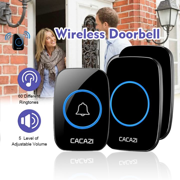 CACAZI A10 AC 100-240V Wireless Doorbell 60 Chimes Waterproof 300M ...