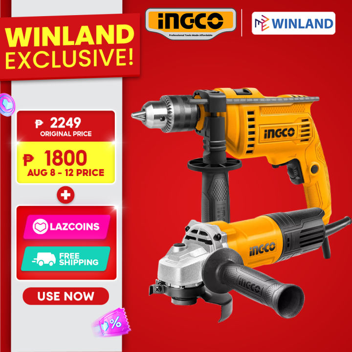Ingco by Winland Angle Grinder 750W and Impact Drill 680W ING-SS ...