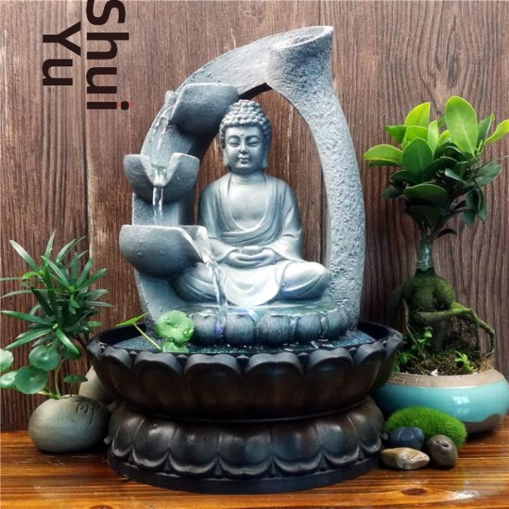 Creative Chinese Buddha Statue Water Flowing Fountain Zen Decorative ...