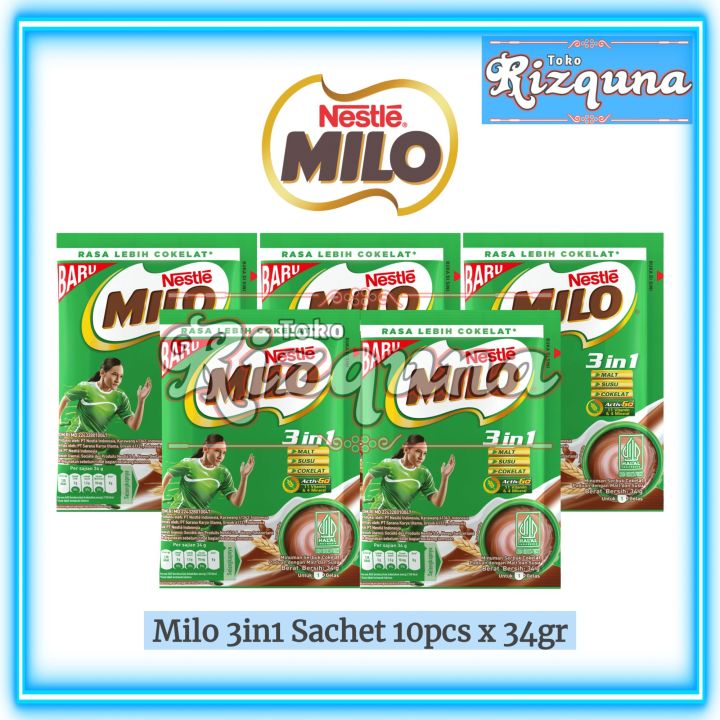 Milo 3in1 Sachet 34gr | harga per 1rcg / 5pcs | Lazada Indonesia