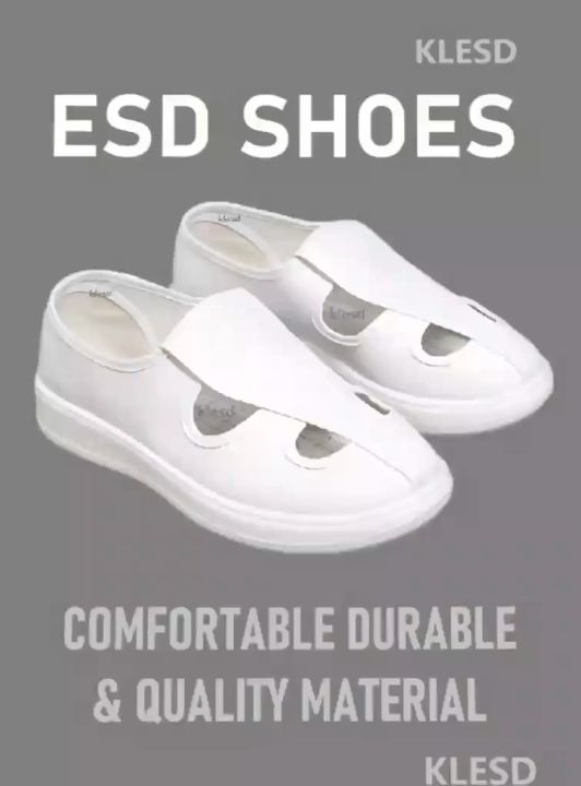 KLESD/ ESD Cleanroom Shoes 4 poles design/ PU material/White and Blue ...