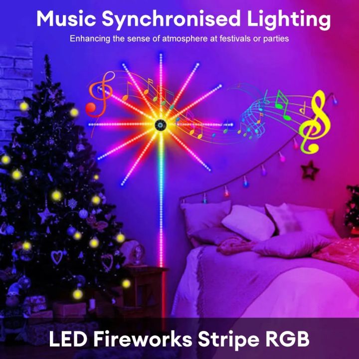 LED Fireworks Lights RGB Color Change Bluetooth APP Music Sound Control ...
