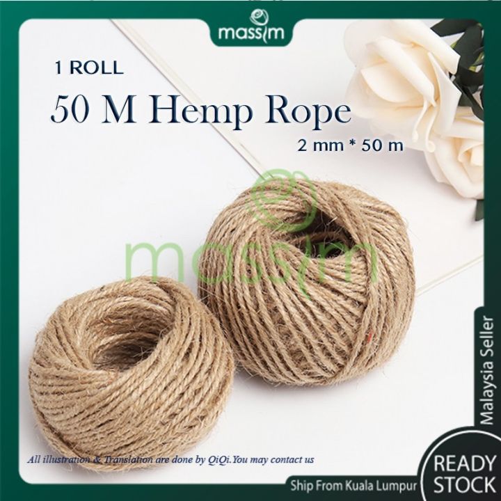 50 Meter Hemp Rope Tali Guni Gift Box packaging Binding Rope DIY ...