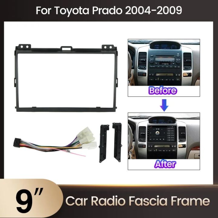 2 Din Car radio 9'' Face Frame For Toyota Land Cruiser Prado 120 2002 ...