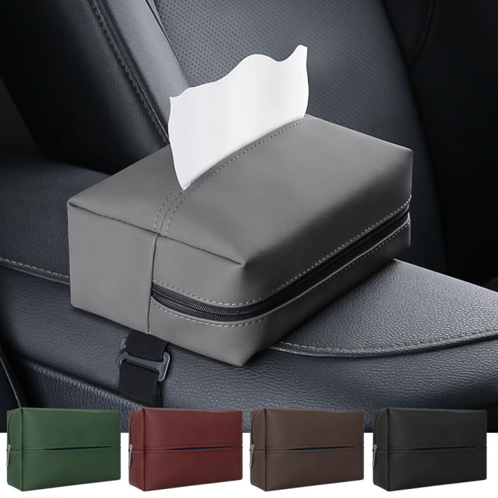 Leather Car Tissue Box Cover Sun Visor Seat Back Hanging Type Car ...
