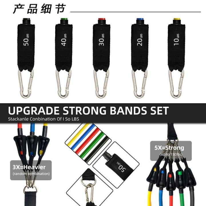 TPE Pulling Rope 11-Piece Set Chest Expander Fitness Bodybuilding ...