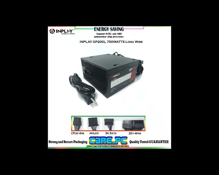 INPLAY GP200L 750WATTS Long Wire (Support INTEL and AMD polynuclear ...