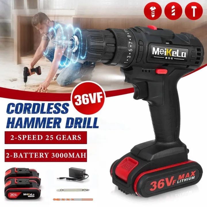 【Ship from Manila】 Rechargeable Home Cordless Pistol 36V Electric Drill ...