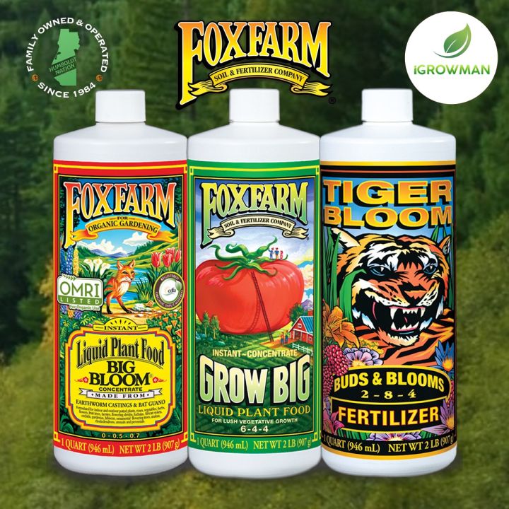 Fox Farm Big Bloom, Grow big, Tiger Bloom Trio Base Set สารอาหารธาตุ ...