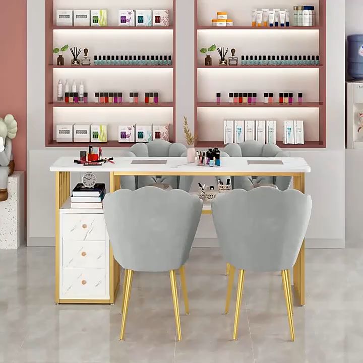 wood vanity table with drawer minimalism manicure table nail desk ...