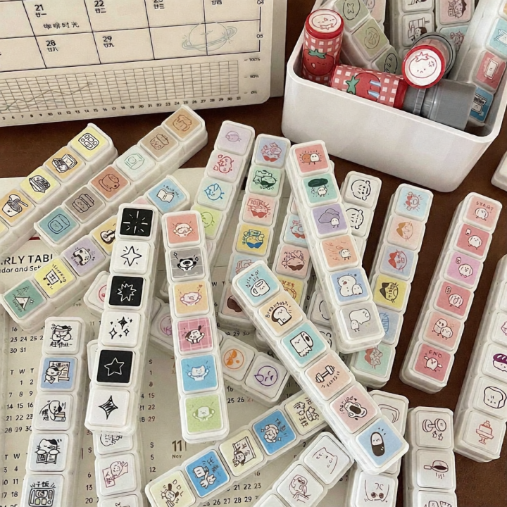Cute Japanese Style Six-Panel Life Record Stamp High Aesthetic Daily ...