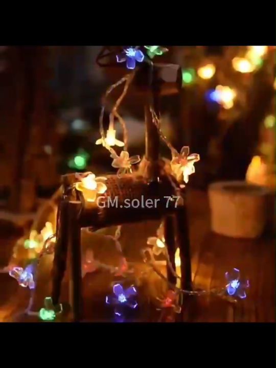 ไฟกระพริบโซล่า ไฟตกแต่งโซล่าLED ไฟประดับสวน solar cell RGB ดอกไม้ไฟตก ...