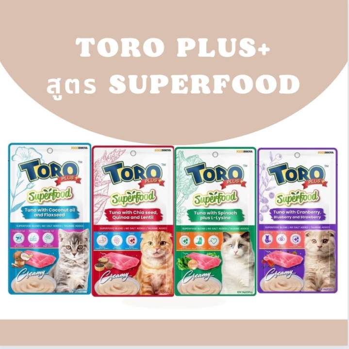 (แบ่งขาย 1 ซอง)TORO PLUS+ ขนมแมวเลียสูตร Superfood | Lazada.co.th