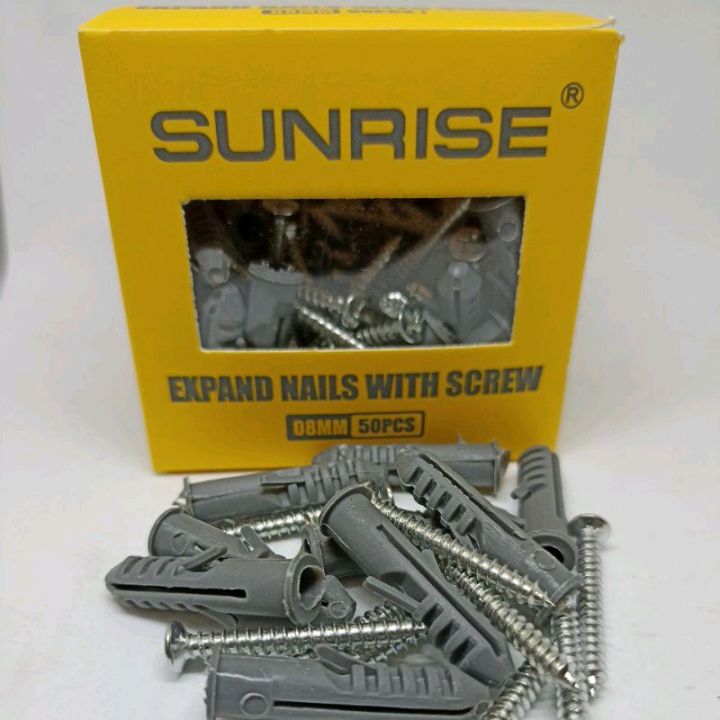 50pcs TOX with Screw (Expand Nails with Screw, Sunrise Brand) 6mm 8mm ...