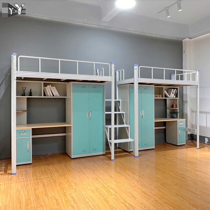 Modern Integrated Double Bed with Ladder underneath And Top Desk ...