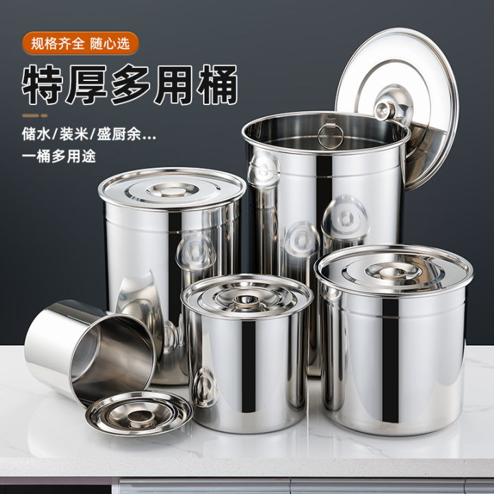 Thickened Stainless Steel Barrel Soup Pot with Lid Water Boiling Barrel ...