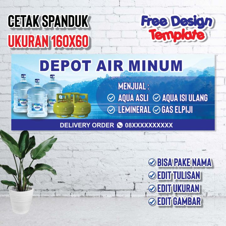 Cetak Banner Spanduk DEPOT AIR MINUM 160x60 Bisa Custom | Lazada Indonesia