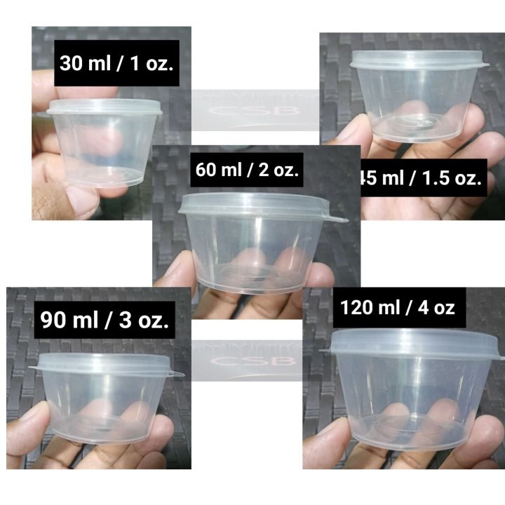 [100 PCS] Hinged Cup / Sauce Cup Container LEAK PROOF | Lazada PH